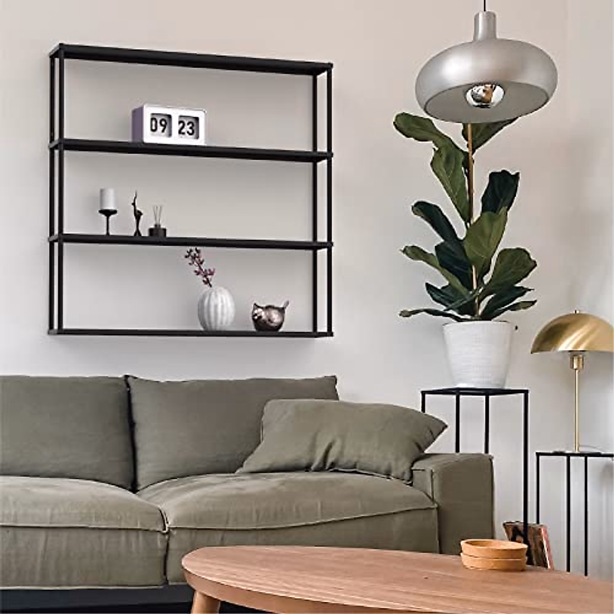 Mango Steam Wall-Mounted Steel Shelving Unit for Kitchen, Storage or Display Use -36 H x 36 W x 6 D Inches- Black -