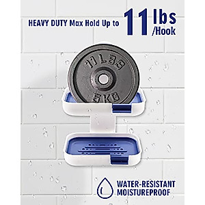 MOVNO Double Layer Soap Dish Soap Holder for Shower Wall, Sponge and Bar Soap Holder Saver for Bathroom Gadgets, Soap Container with Draining Tray Soap Case for Bathroom and Kitchen（Blue）