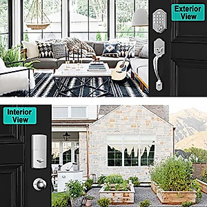 NeuType Keypad Deadbolt Electronic Keyless Entry Door Lock with Handle, Front Door Lock Set with Keypad, Auto Lock, 1-Touch Locking, 50 User Codes, Easy to Install (Traditional, Satin Nickel)