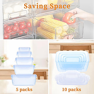 ECASIS 5 Food Storage Containers,Airtight Plastic Meal Prep Containers With Leakproof Locking Lids,for Microwave, Oven, Freezer and Dishwasher - Pen&Label（Blue）