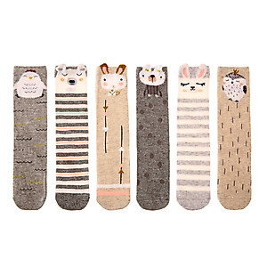 Color City Baby Knee High Socks Animal Warm Cotton Kids Toddler Boys Girls Boot Socks 1-6 Years (6 Pairs A)