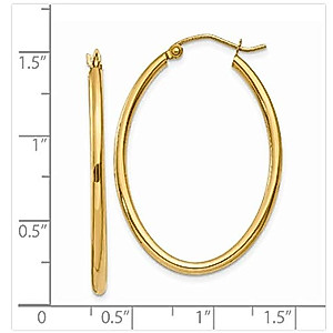 14 Karat Yellow Gold Oval Hoop Earrings