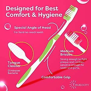 Toothbrushes Bulk Individually Wrapped - 30 Pack, Bulk Toothbrush, Medium BristleToothbrush, Individual Toothbrushes, Multi-Colored Toothbrushes Pack For Adults And Kids, Multi Pack Toothbrushes