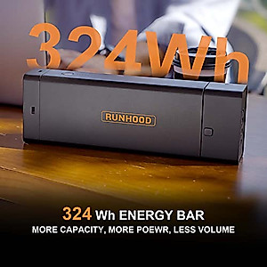 Runhood 324Wh Energy Bar for Portable Power Station DC&AC Connector Solar Panel and Other Runhood Electronics Module
