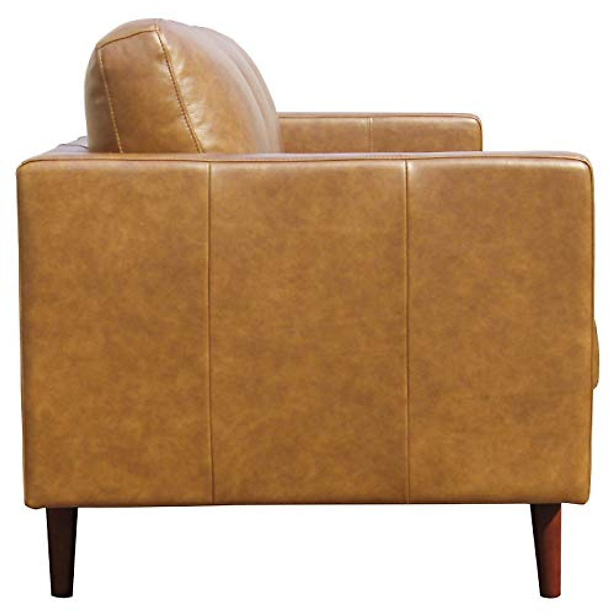 Amazon Brand – Rivet Revolve Modern Leather Sofa Couch, 80"W, Caramel