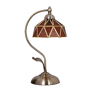 DOnhek Antique Reading Lamp Tiffany Style Classical Lamp Retro Bedside American Desktop Study Brass Decoration Personality Glass Table Lamp (Coffee Color)