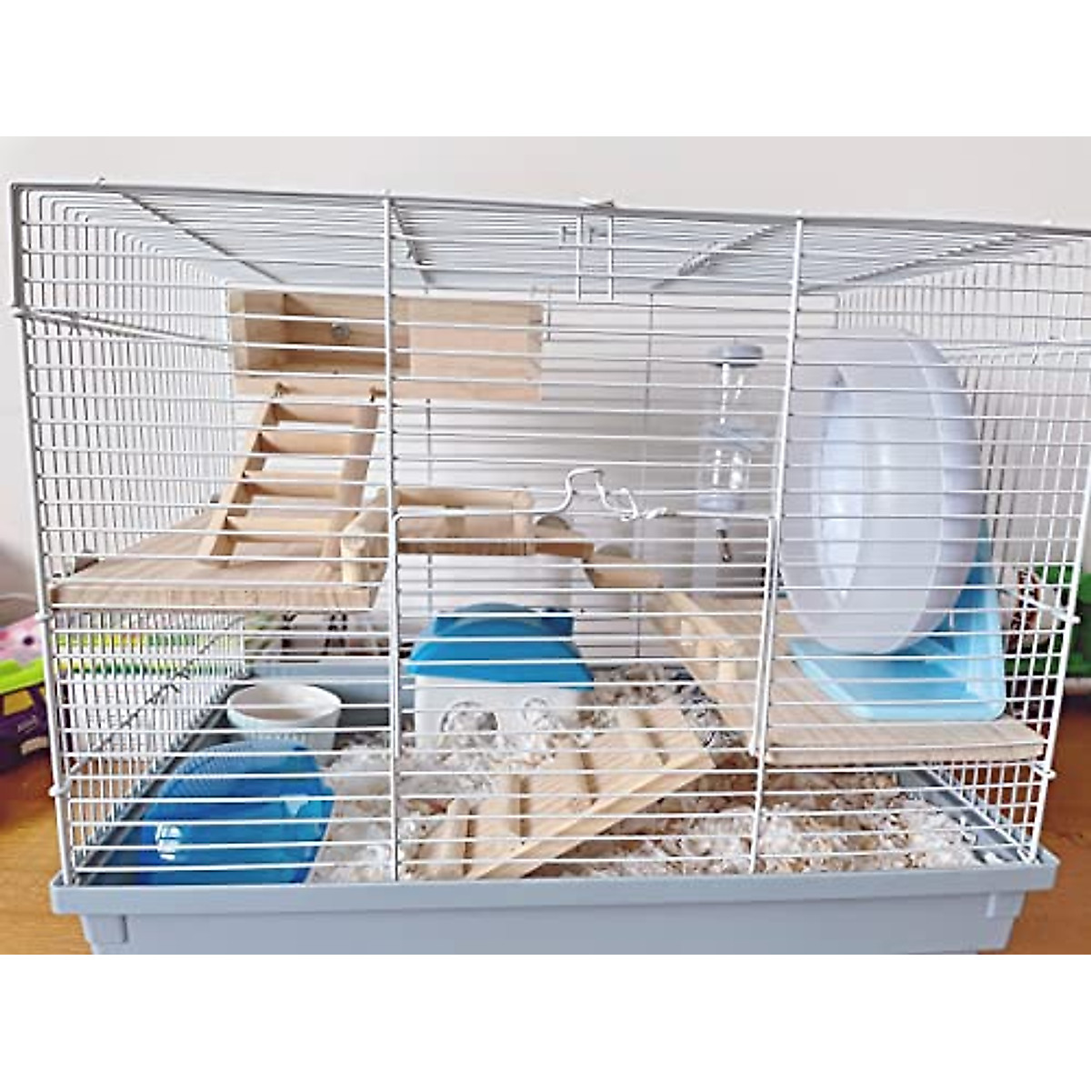Wooden Hamster Platform with Ladder, Hamster Playground, Bird Perches Cage Toys, Hamster Rat Guinea Pig Chinchilla Cage Accessories