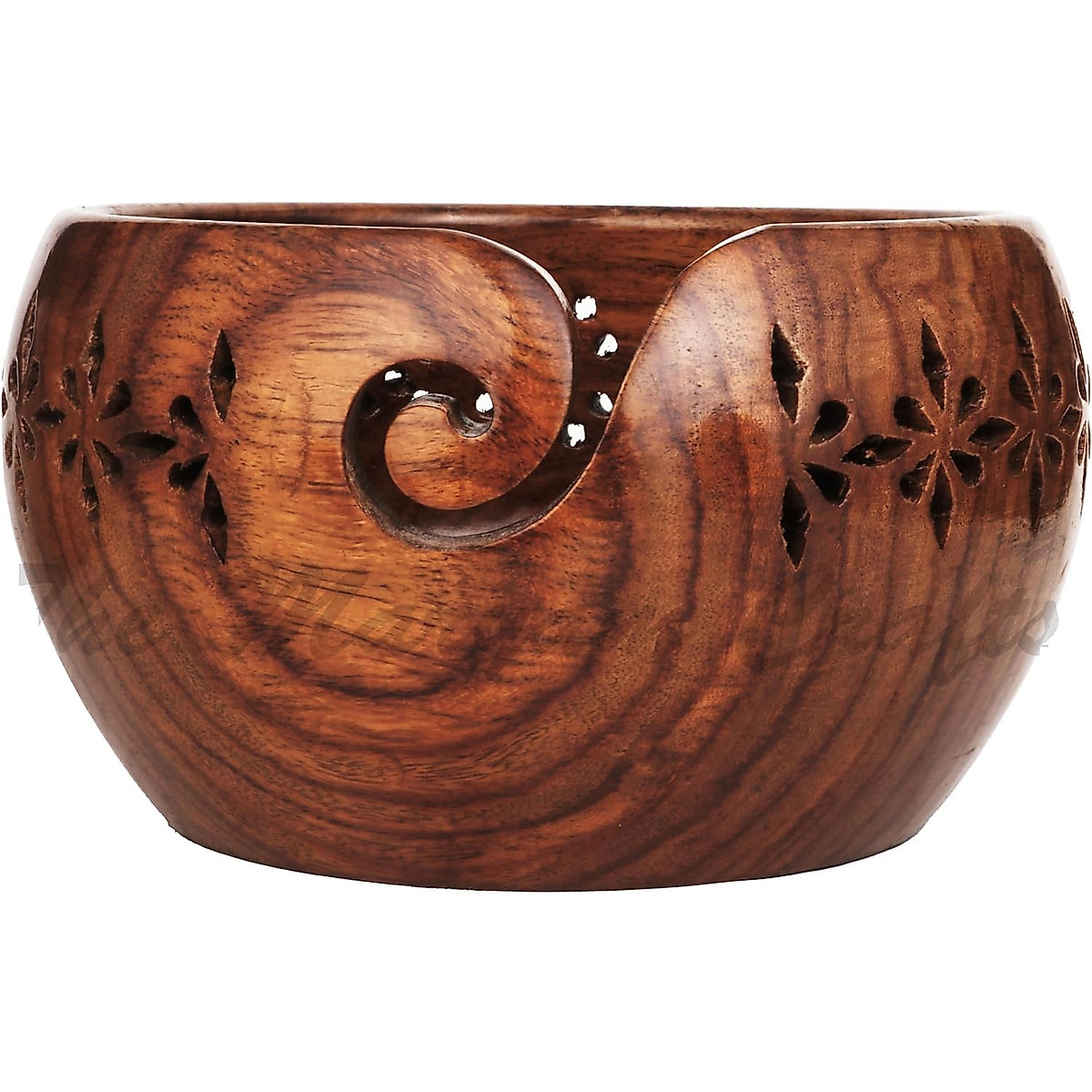 Personalized Rosewood Wooden Storage Yarn Bowl, Bowl Holder & Dispenser for Tangle-Free Yarn Perfect Large Knitting & Crochet Bowl - Personalized Gift (Personalized, Small - 6" Dia x 3" Height)