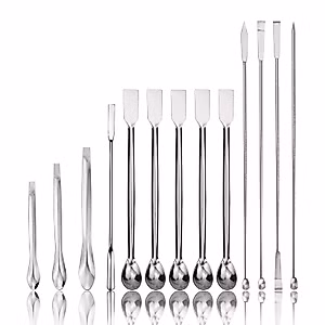 13Pcs Stainless Steel Lab Spatula Micro Scoop Reagent Laboratory Mixing Spatula 22cm Long Sampling Spoon