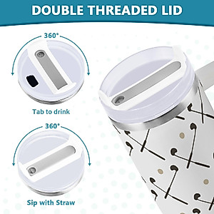 Retro Golf Clubs Balls Grey Tumbler with Handle and Straw Lid, 30 oz Insulated Coffee Cup Stainless Steel Water Bottle Travel Mug Cupholder Friendly,Gifts for Women Men