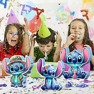 3Pcs Birthday Decorations Wooden Sign Double Side Table Decorations Hawaiian Aloha Theme Table Centerpieces Tierd Tray Decor for Summer Party Office Home Decor