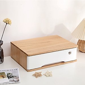LEYT Wooden Desktop Storage Box with Lockable Drawers, Office Supplies A4/Receipt File Organizer, Flat File Cabinet (Color : A, Size : 1 Drawer)