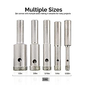 Neiko 00823A Diamond Grit Hole Saw Drill Bit Set, 5 Piece | 5/32” – ½”