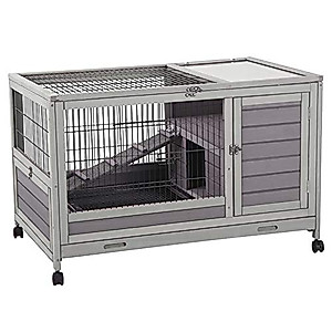 GUTINNEEN Rabbit Cage Indoor Outdoor Bunny Hutch for Hamster Ferret and Other Small Animals Guinea Pig Habitats with Wire Bottom Netting Above The Pull Out Tray