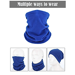 4 Pieces Kids Snood Winter Neck Warmers Fleece Gaiter Windproof Cuellos Cover (Black, Dark Grey, Royal Blue, Navy Blue)