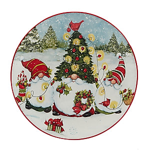 Certified International Christmas Gnomes 9" Salad/Dessert Plates, Assorted Designs, Multicolor, Medium, Set of 4