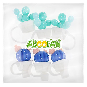ABOOFAN 6pcs Silicone Straw Tips Cover Reusable Drinking Straw Tips Lids Cute Cactus Shape Straw Plugs for Straws