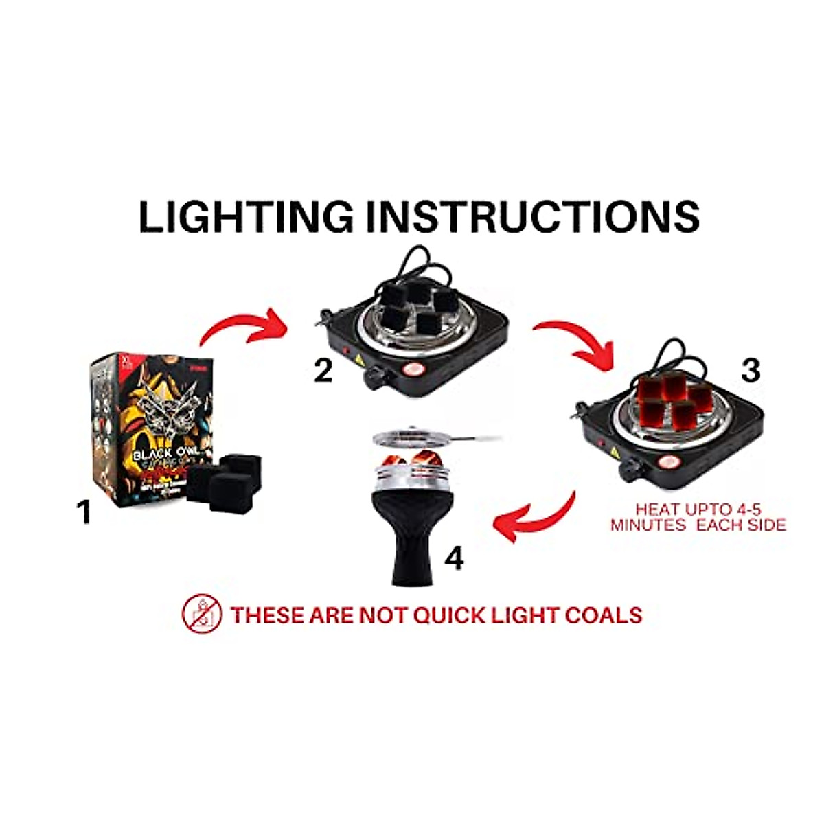 100% Natural Coconut Premium Hookah Shisha Charcoal, 36 XL Cubes, 31x31x31mm, 1Kilo