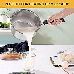 Kerykwan Stainless Steel Saucepan Set with Glass Lid 1.5 Quart&2 Quart Sauce Pan Pot with Cover Restaurant Nonstick Milk Soup Pan for Kitchen Home Restaurant (1.5 Quart+2 Quart)