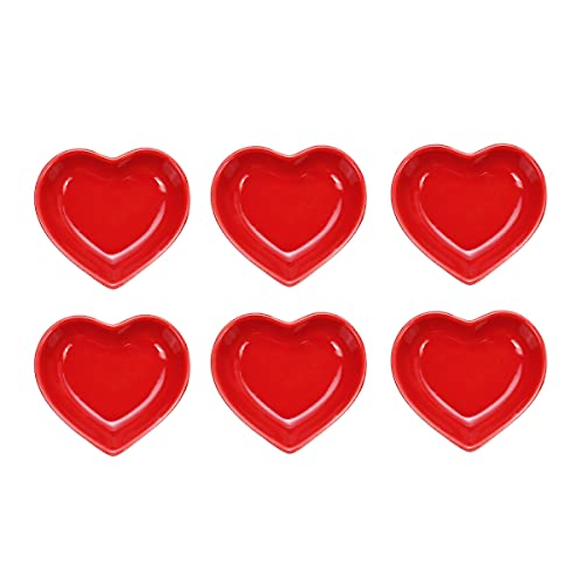 Gaolinci Heart-Shaped Multipurpose Ceramic Sauce Dish Seasoning Dishes Sushi Dipping Bowl Appetizer Plates Serving Dish Saucers Bowl(Set of 6), Multiple Colour