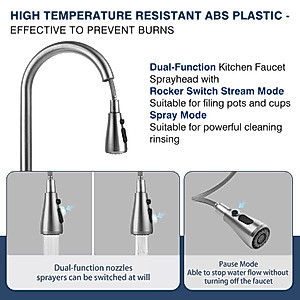 Stainless Steel 304 Kitchen Sink Faucet with Pull Down Spray Outdoor RV Kitchen Faucet Pull Out Extension Utility Farmhouse Faucets for Sink 1 Hole,Single Handle Rent Apartment Dorm Kitchen Faucet