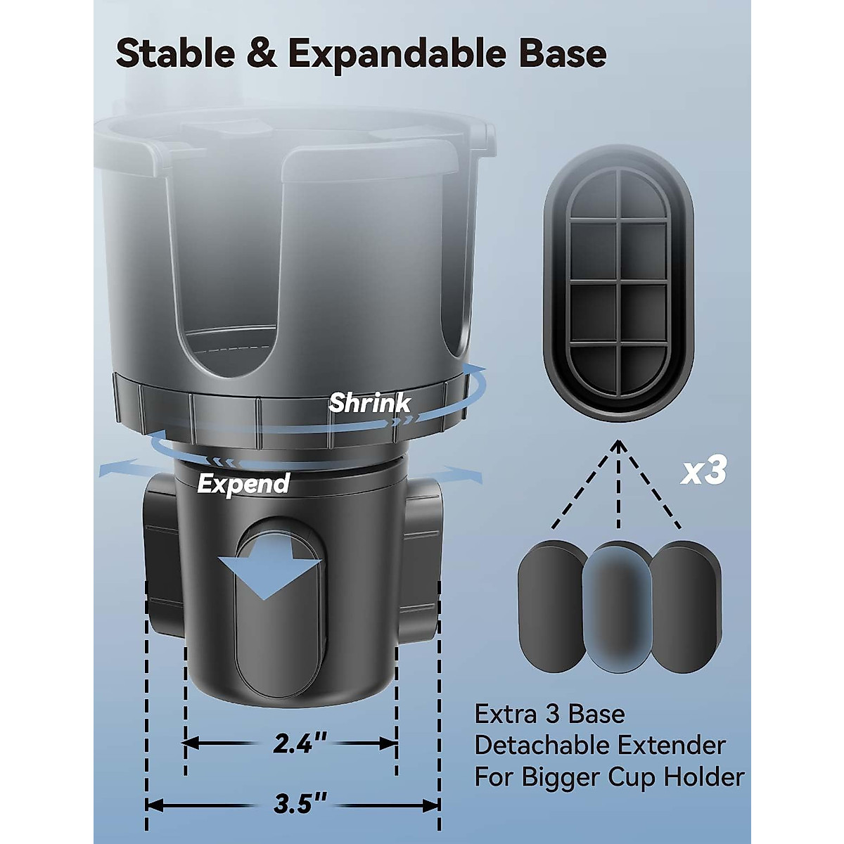 WAVECUER Cup Holder Phone Mount for Car, Phone Cup Holder for Car iPhone with Expandable Base, Compatible with iPhone Samsung All Phones (1 Pack)