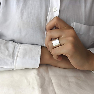 Silverly Wide Thumb Rings for Women in 925 Sterling Silver - Polished Silver Rings for Men - Chunky Men's Rings - Plain Simple Smooth Thick Band Ring - Mr and Mrs Gifts