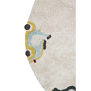 Lorena Canals| Washable Area Rugs for Kids Eco City - Wheels, Handmade in Natural, Ø 4' 7"