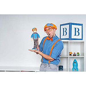 Blippi Bendable Plush Doll, 16” Tall Featuring SFX - Squeeze The Belly to Hear Classic catchphrases - Fun, Educational Toys for Babies, Toddlers, and Young Kids
