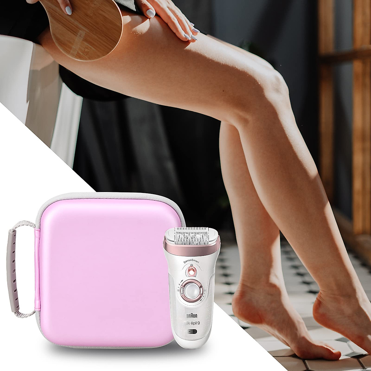 FBLFOBELI EVA Hard Storage Carry Case Compatible with Braun Silk-épil 9 9-890/Silk-épil 9 9-720/Silk-épil 9 9-880 Epilator Facial Hair Removal (Pink)