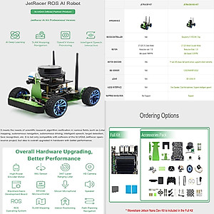JetRacer Professional Version ROS AI Robot Accessory Kit Supports Dual Controllers RP2040 Microcontroller Jetson Nano for Lidar Mapping Vision Processing Self Driving @XYGStudy