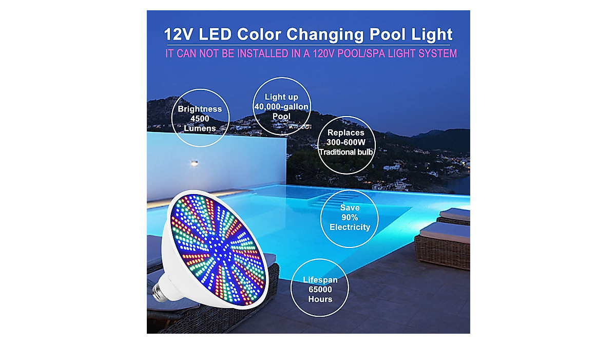 Cynlink 12V 40W LED Pool Light with Remote | Color Changing Inground Light