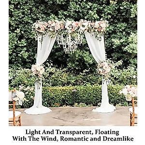 White Chiffon Backdrop Curtain-2 Panels 29"x120" Chiffon Wedding Backdrop Drapes Beach Curtains for Living Room Voile Window Curtain Photography Backdrop for Wedding Ceremony (29''x120''x2pcs, White)