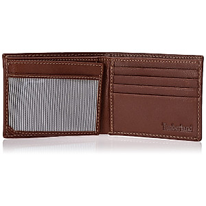 Timberland Men's Leather Passcase Trifold Wallet Hybrid, Cognac (Hundson), One Size