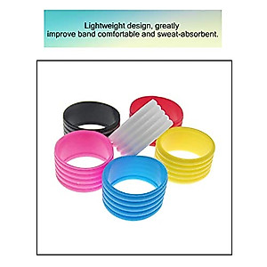 Slybar 5Pcs Tennis Racket Handle Rubber Ring Stretchy Tennis Racquet Band Overgrips, Yellow/Red/Bllue/Pink/Black, Black