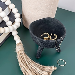 Creative Co-Op Boho Terracotta Footed Planter, Matte Black