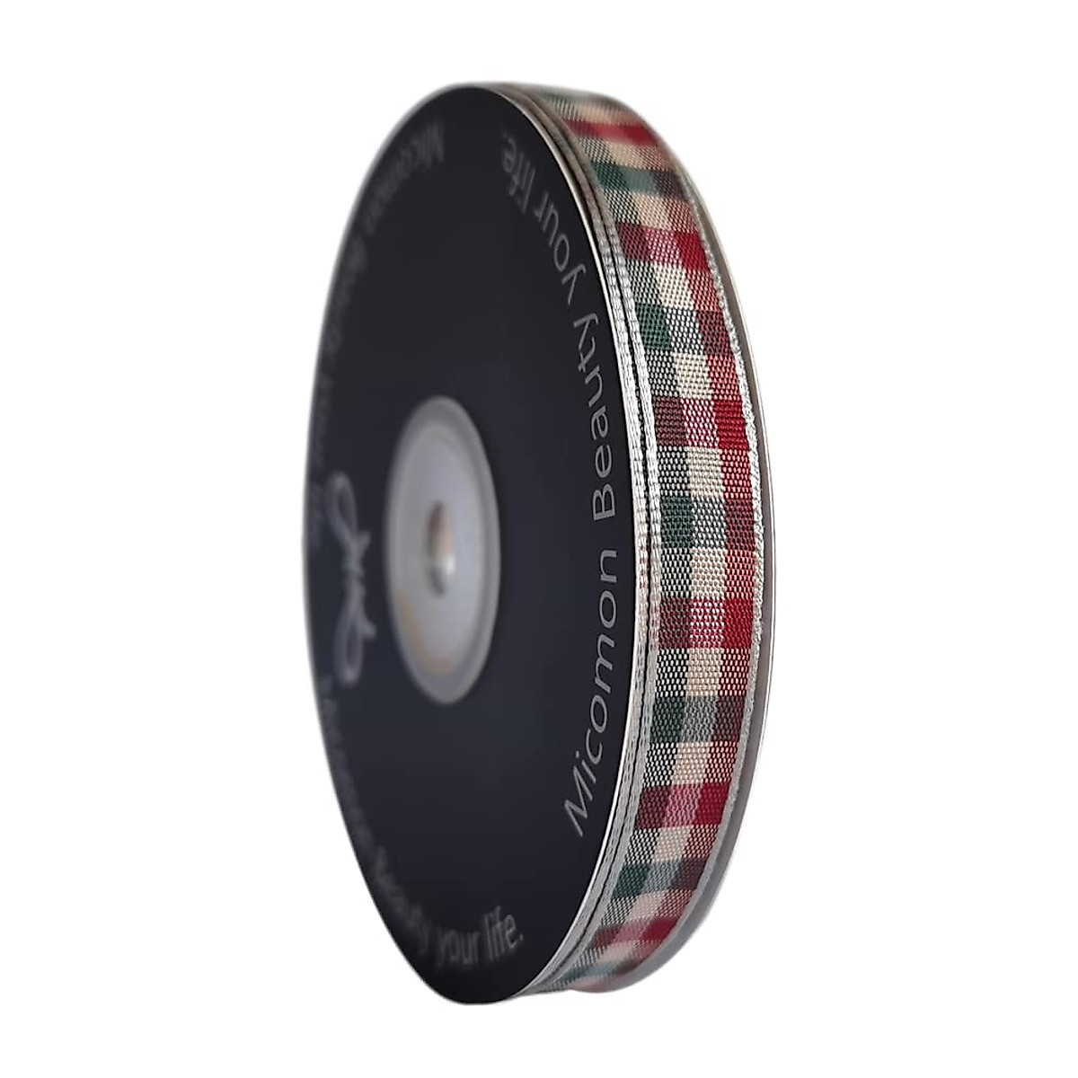 Micomon Red and Green Gingham Ribbon Buffalo Ribbon Checkerd Christmas Ribbon 25 Yards Each Roll 100% Polyester (3/8",RedGreen)