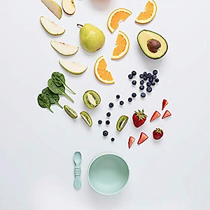 Simka Rose Baby Bowl and Spoon Set, Baby Bowls Suction for Toddler, BPA-Free Silicone Bowls Baby, Baby Bowl and Spoon Dishwasher and Microwave Safe Baby Feeding Supplies (Sage)