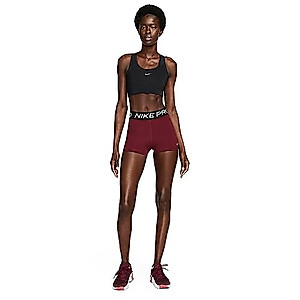 Nike Pro Women's 3" Shorts (Large, Dark Beetroot/Black/White)