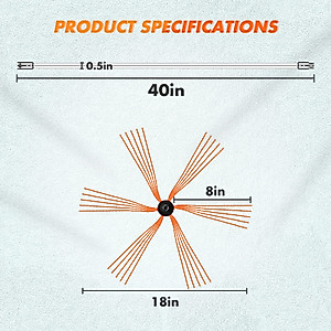 CLLVGOKD Chimney Sweep Kit 30 FT Chrome Button Locking System Chimney Cleaning kit with 9 Reinforced Nylon Flexible Rods Snap Locking 45 Degree Angle Driven by Drill for Fireplace Flue Home Use