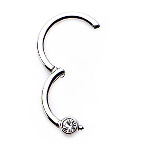 Pierced Owl 16GA CZ Crystal Centered Stainless Steel Septum Nostril Lip Cartilage Hinged Segment Ring (3/8" (9.5mm))