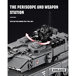 BOOLAKOS Leopard 2A7+ Tank Building Block, Military Army WW2 Tank Model Kit, Construction Set Gift Giving Toys for Teens and Adult (898 PCS)