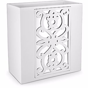 Creative Scents White Bathroom Trash Can - Decorative Bathroom Wastebasket - Mirrored Waste Basket for Bathroom, Bedroom, Powder Room Or Living Room - Durable Mirror Janette Bathroom Garbage Can