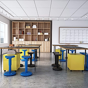 Studico ActiveChairs Adjustable Wobble Chair, Flexible Classroom Seating improves Focus, Posture & Helps ADHD/ADD. Classroom Stools, Active Wobble Chairs, Adjusts from 16.65" to 23.75" Ages 13-18 Blue