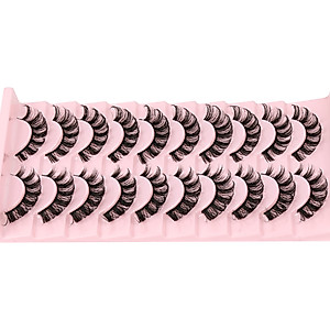 Eyelashes Russian Strip Lashes D Curl Wispy Lashes Natural Look Short 12MM Eye Lashes False Lashes Pack 10 Pairs by ALICE