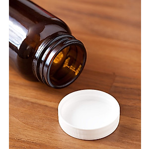 Amber 4 oz Glass Packer Bottle with White Ribbed Lid (6 pack)