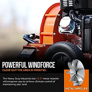 SuperHandy Walk Behind Leaf Blower, Wheeled Manual-Propelled, 7HP 212cc, 4 Stroke, Wind Force of 200 MPH / 2000 CFM at 3600RPM