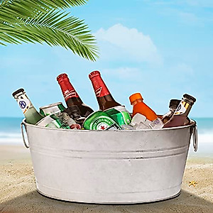 HOMKULA Ice Buckets for Parties - Galvanized Beverage Tub, Beer Buckets for Bars, Large Wine Ice Buckets, Drink Buckets, 2 Pack x 2.5 Gallons