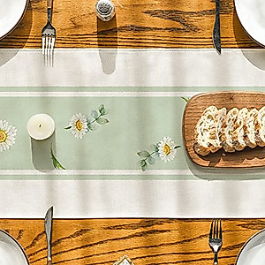 Artoid Mode Eucalyptus Leaves Daisy Vase Table Runner, Spring Easter Summer Seasonal Holiday Kitchen Dining Table Decoration for Indoor Outdoor Home Party Decor 13 x 72 Inch