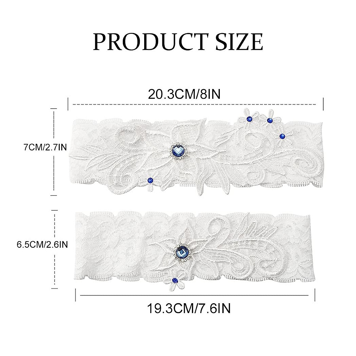 Yikisdy Wedding Bridal Lace Garters White Garter Set Floral Bride Leg Garter Stretch Garter Belt Accessories for Women and Girls (Pack of 2)